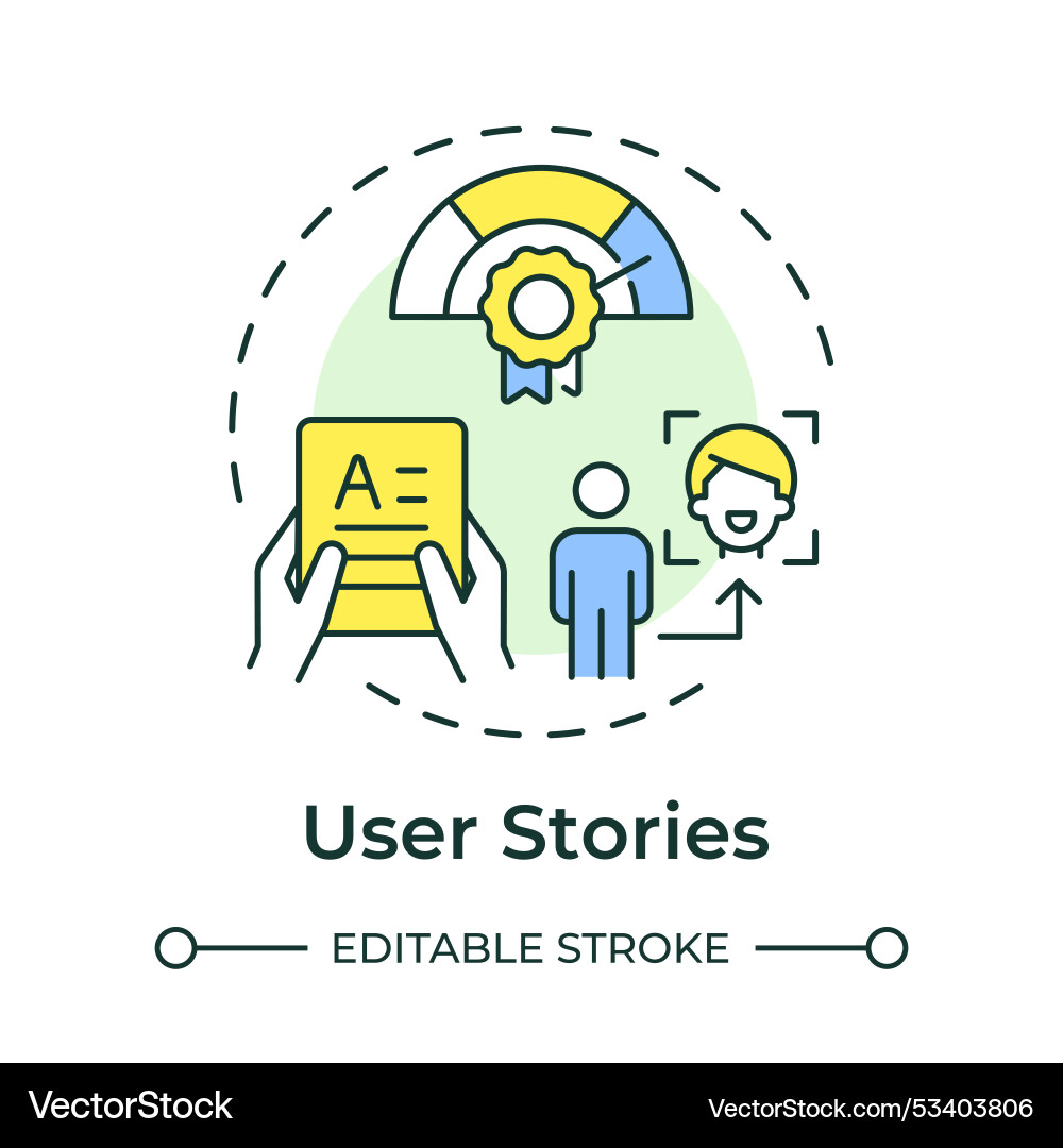 User stories multi color concept icon Royalty Free Vector