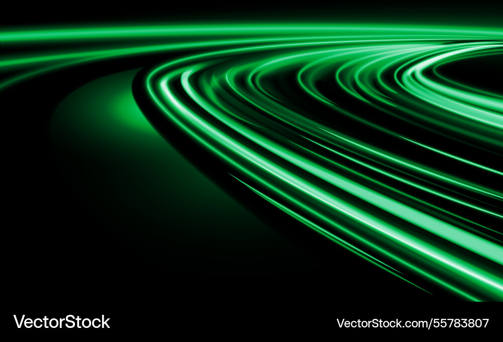 Abstract Green Light Fast Speed Curve Dynamic Vector Image