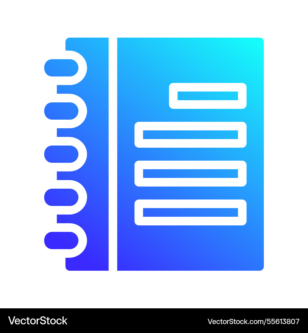 Blue gradient notebook icon Royalty Free Vector Image