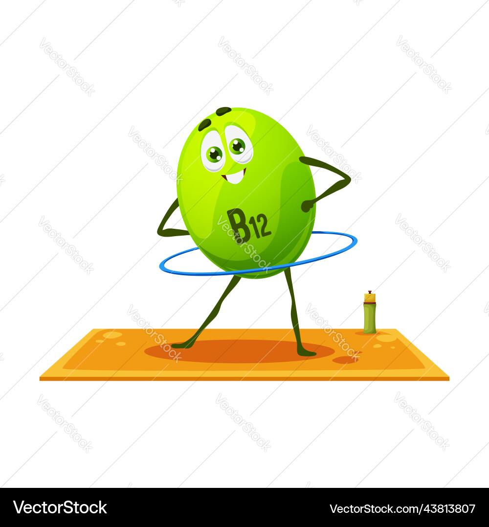 Cartoon b12 vitamin character cheerful personage Vector Image