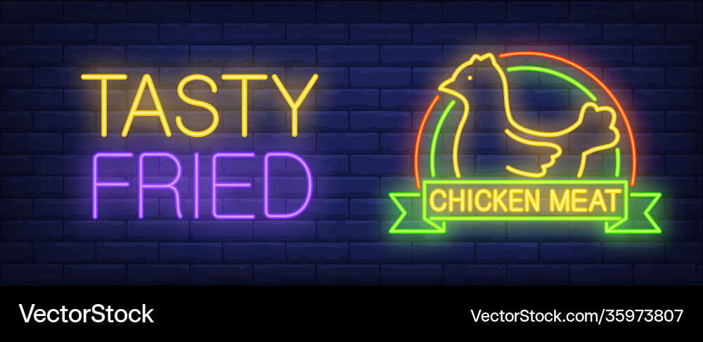 Chicken meat neon sign Royalty Free Vector Image