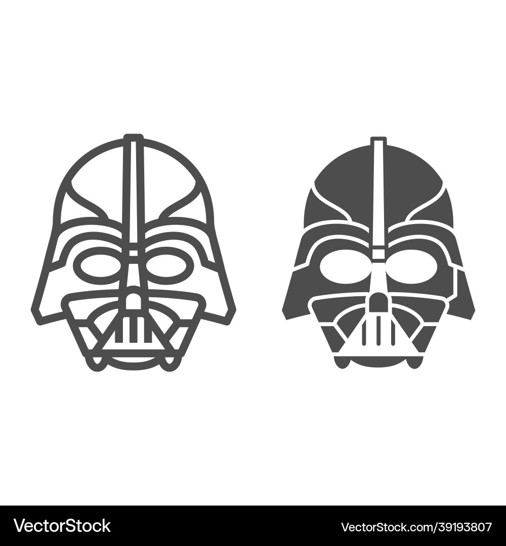 Darth vader line and solid icon star wars concept Vector Image