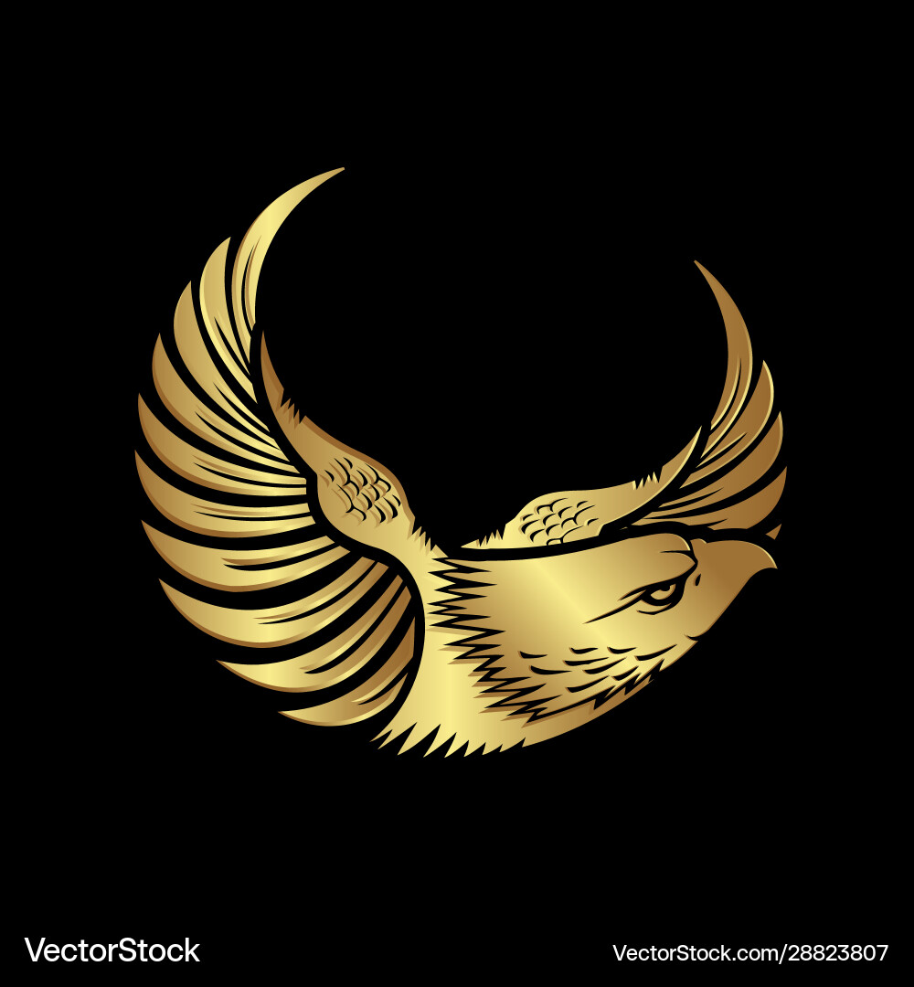 Gold head hawk falcon eagle logo design icon Vector Image