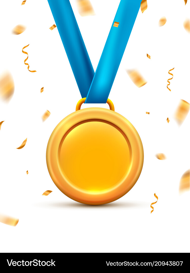Gold medal for first winner prize Royalty Free Vector Image