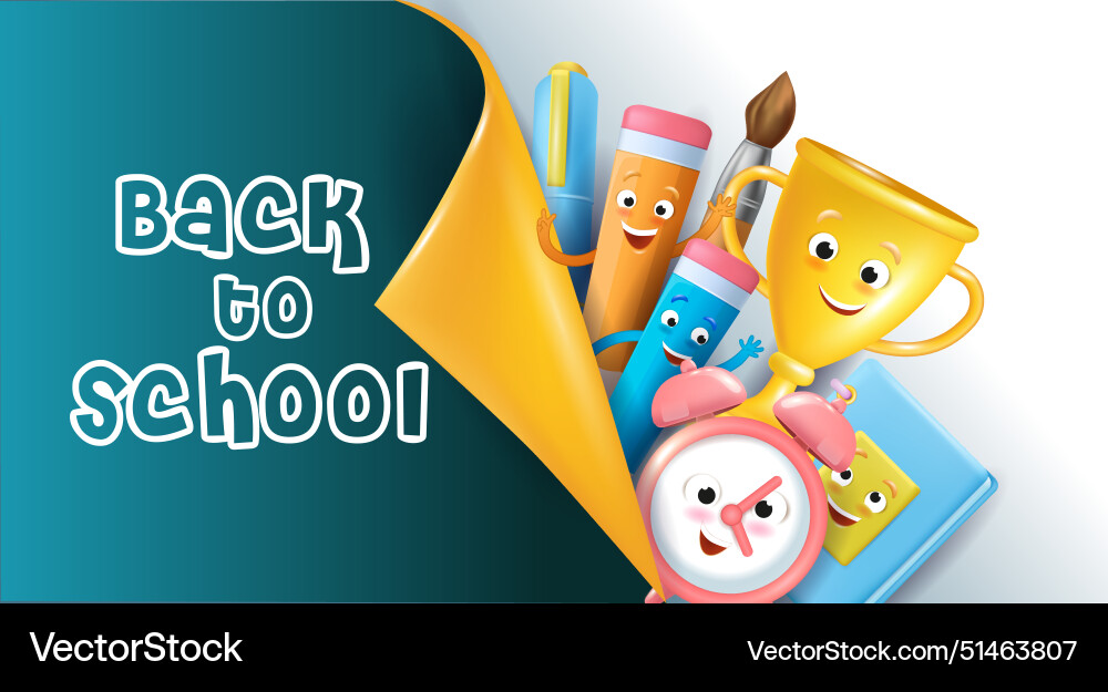 Horizontal back to school banner design Royalty Free Vector