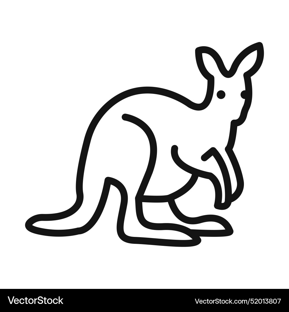 Kangaroo icon black line art Royalty Free Vector Image