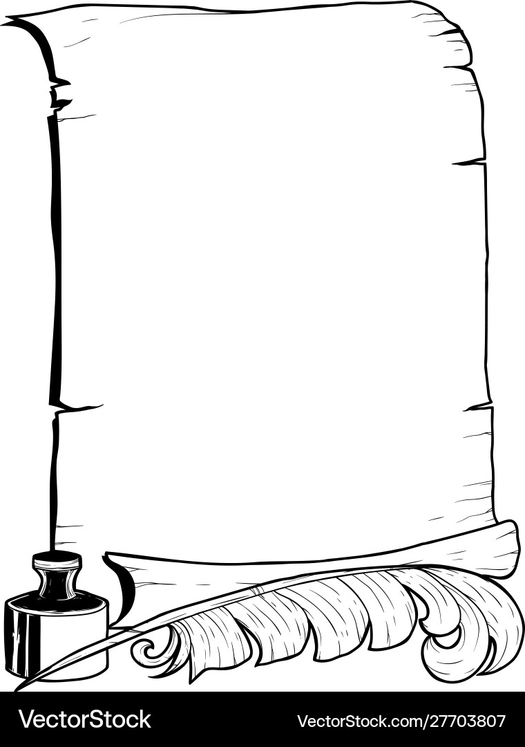Quill and paper template Royalty Free Vector Image