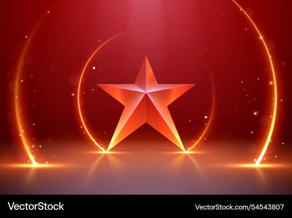 Red star shape with light effects Royalty Free Vector Image