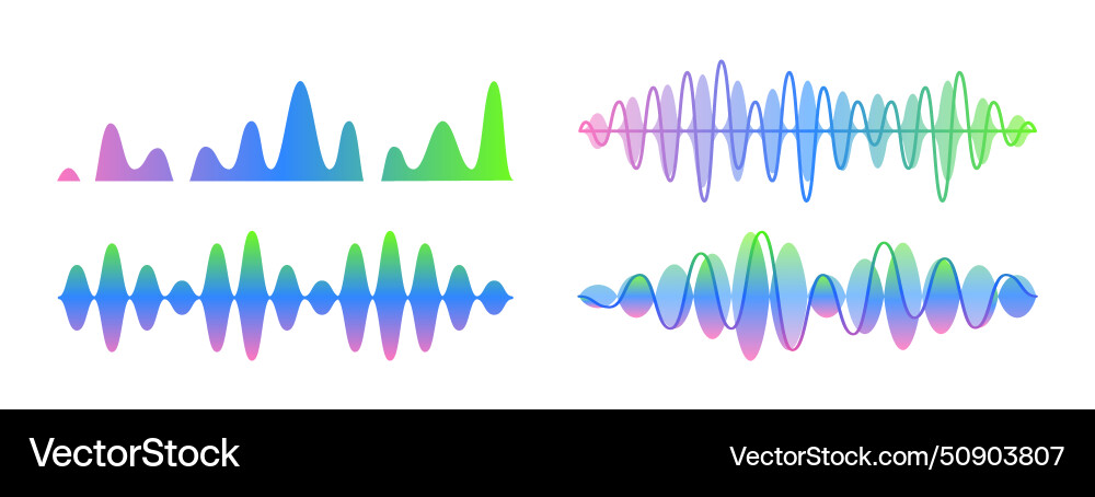 Sound wave symbols abstract audio Royalty Free Vector Image