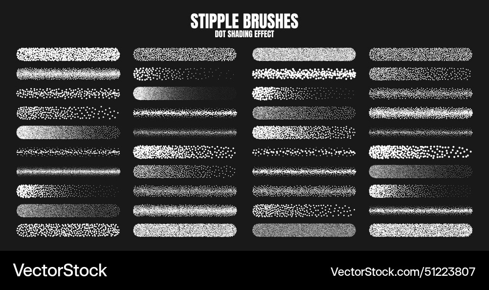Stipple scatter brush ink drawing and texturing Vector Image