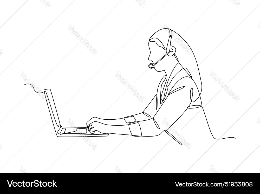 Continuous line drawing of female customer Vector Image