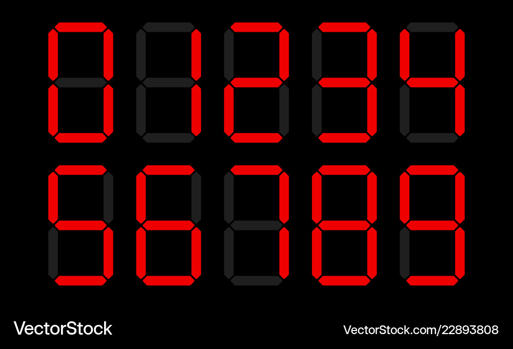 Digital numbers digits display Royalty Free Vector Image