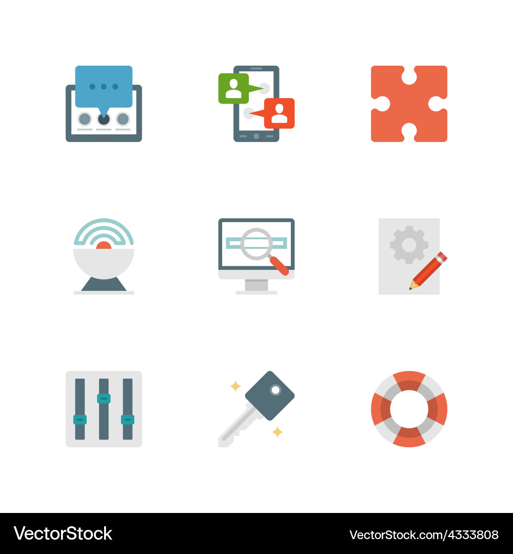 Flat design icons symbols for website Royalty Free Vector