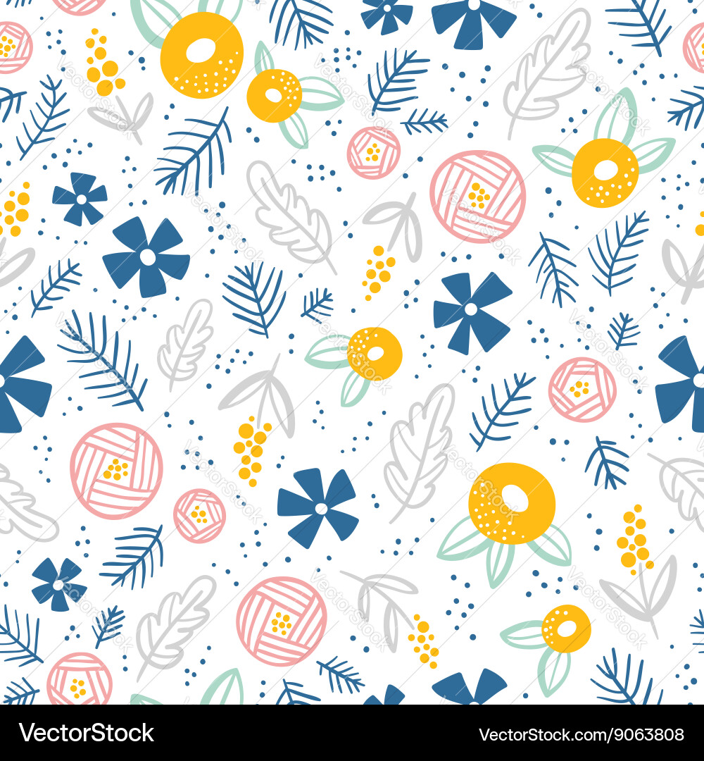 Floral doodle pattern on white Royalty Free Vector Image