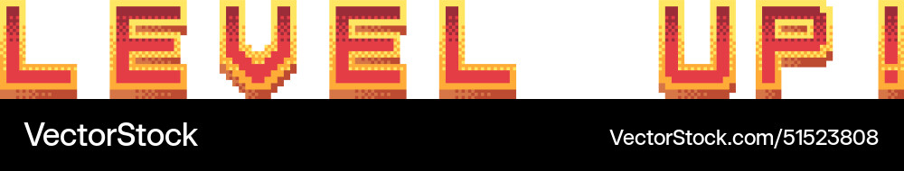 Level up text in pixel art style Royalty Free Vector Image
