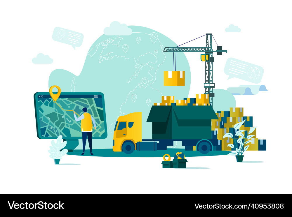 Logistics concept in flat style Royalty Free Vector Image