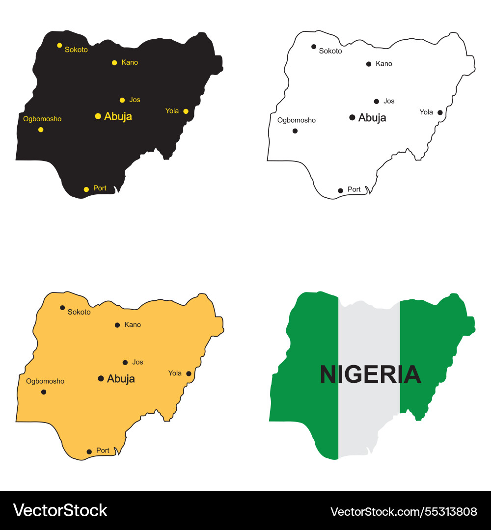 Map of nigeria Royalty Free Vector Image - VectorStock