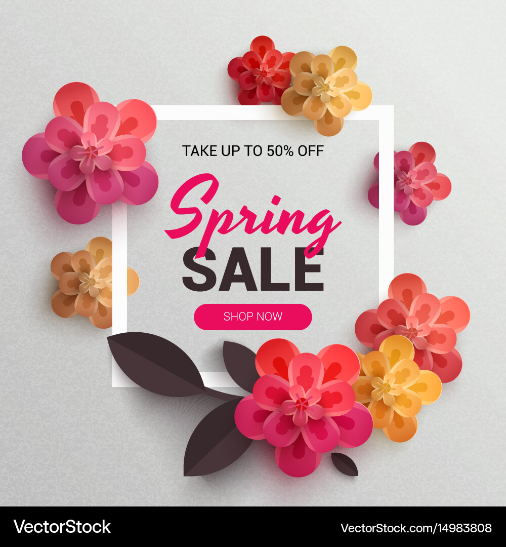 Spring Sales Paper Flowers Royalty Free Vector Image