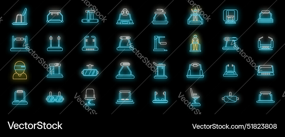 Vr platform icons set neon Royalty Free Vector Image