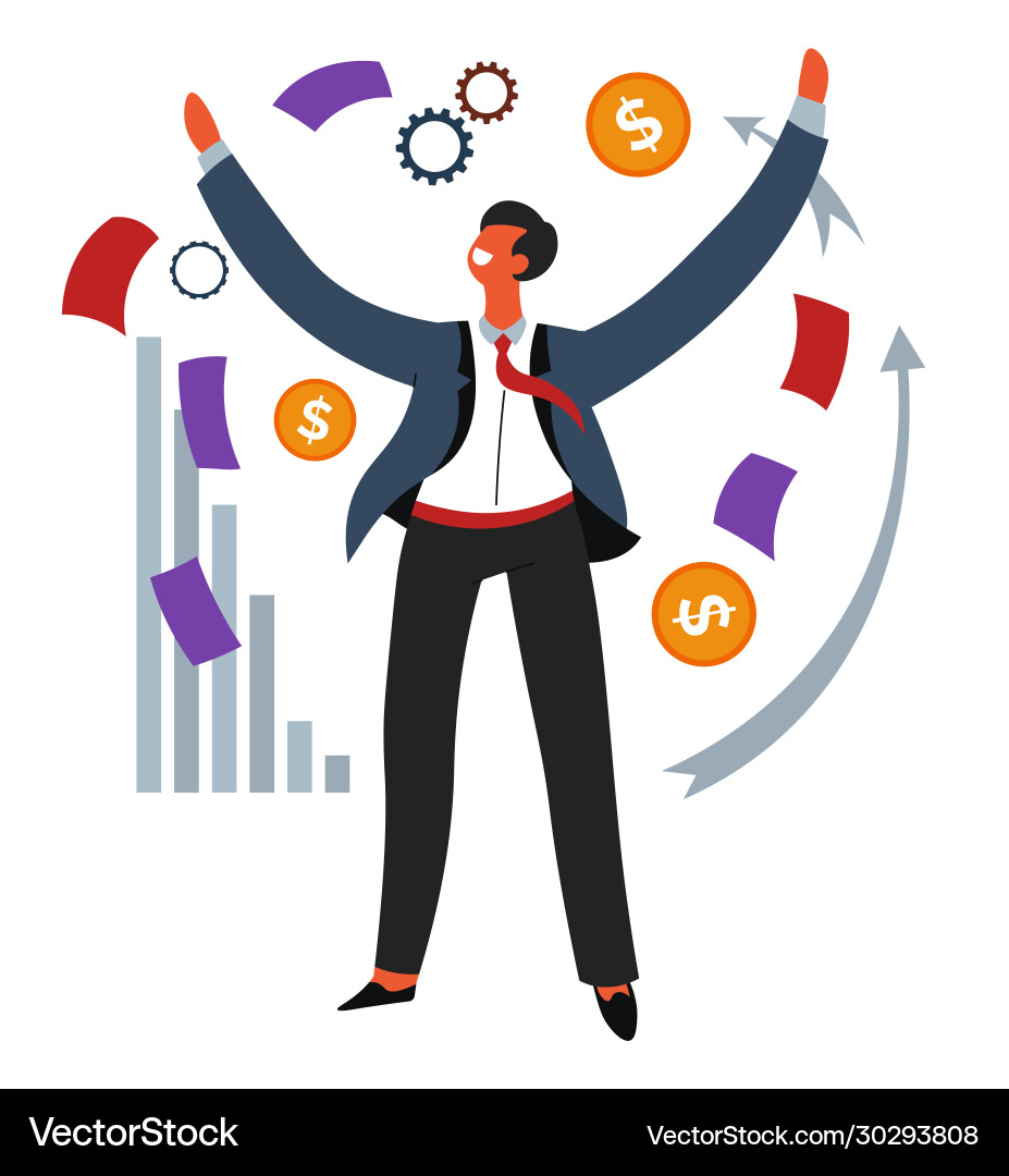 Worker success deal and business progress Vector Image