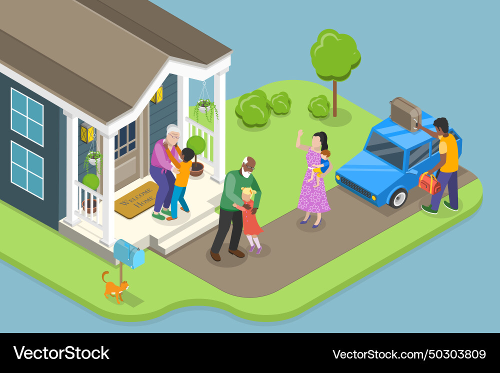 3d isometric flat of visit Royalty Free Vector Image