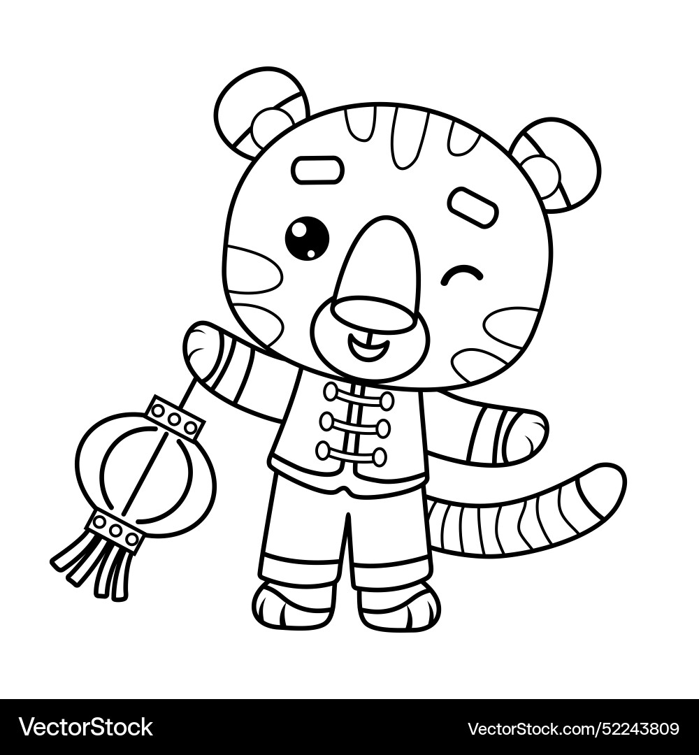Coloring book for kids chinese new year tiger Vector Image