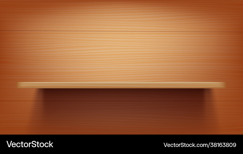 Long wood shelf on a wall Royalty Free Vector Image