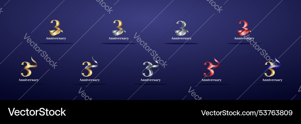 Luxury logo 3th elegant years happy Royalty Free Vector