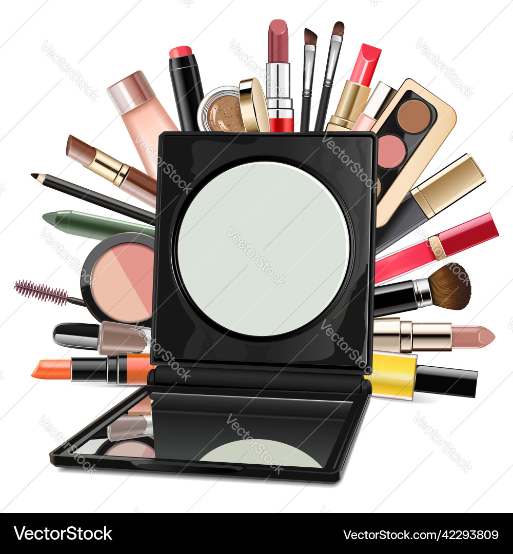 Mirror with cosmetics Royalty Free Vector Image