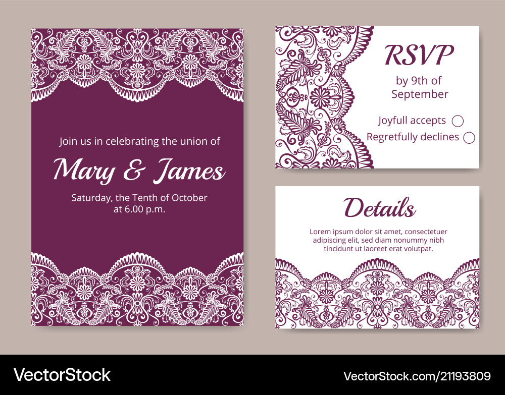 Set of wedding cards Royalty Free Vector Image