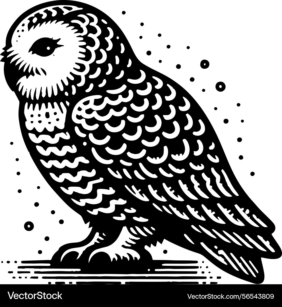 Simple snowy owl side view icon vintage logo Vector Image