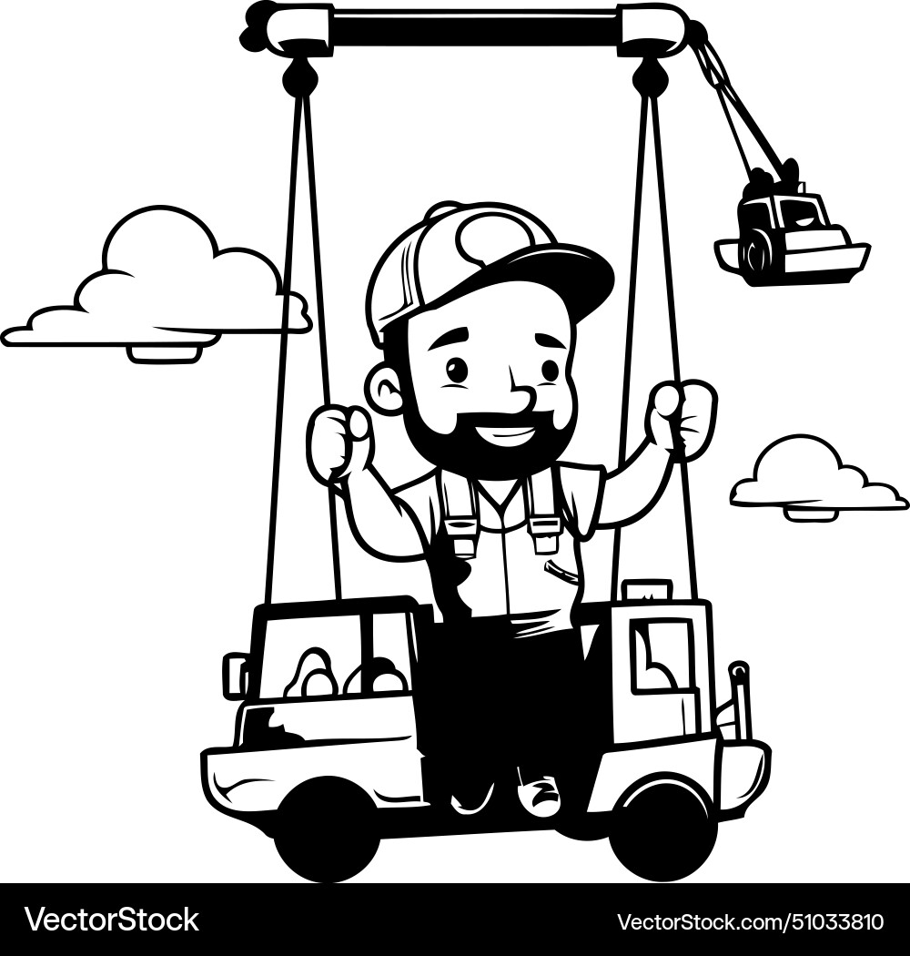 Cartoon construction worker driving a car Vector Image