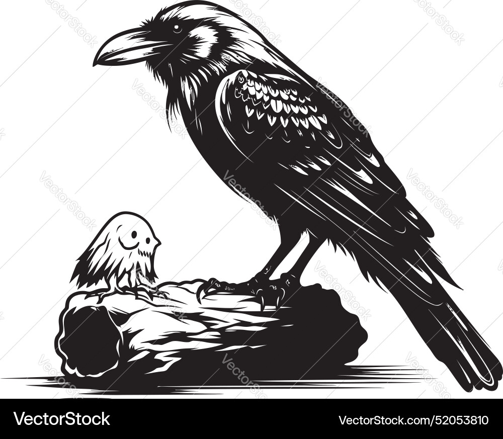 Eerie ravens sentinel graphic art Royalty Free Vector Image