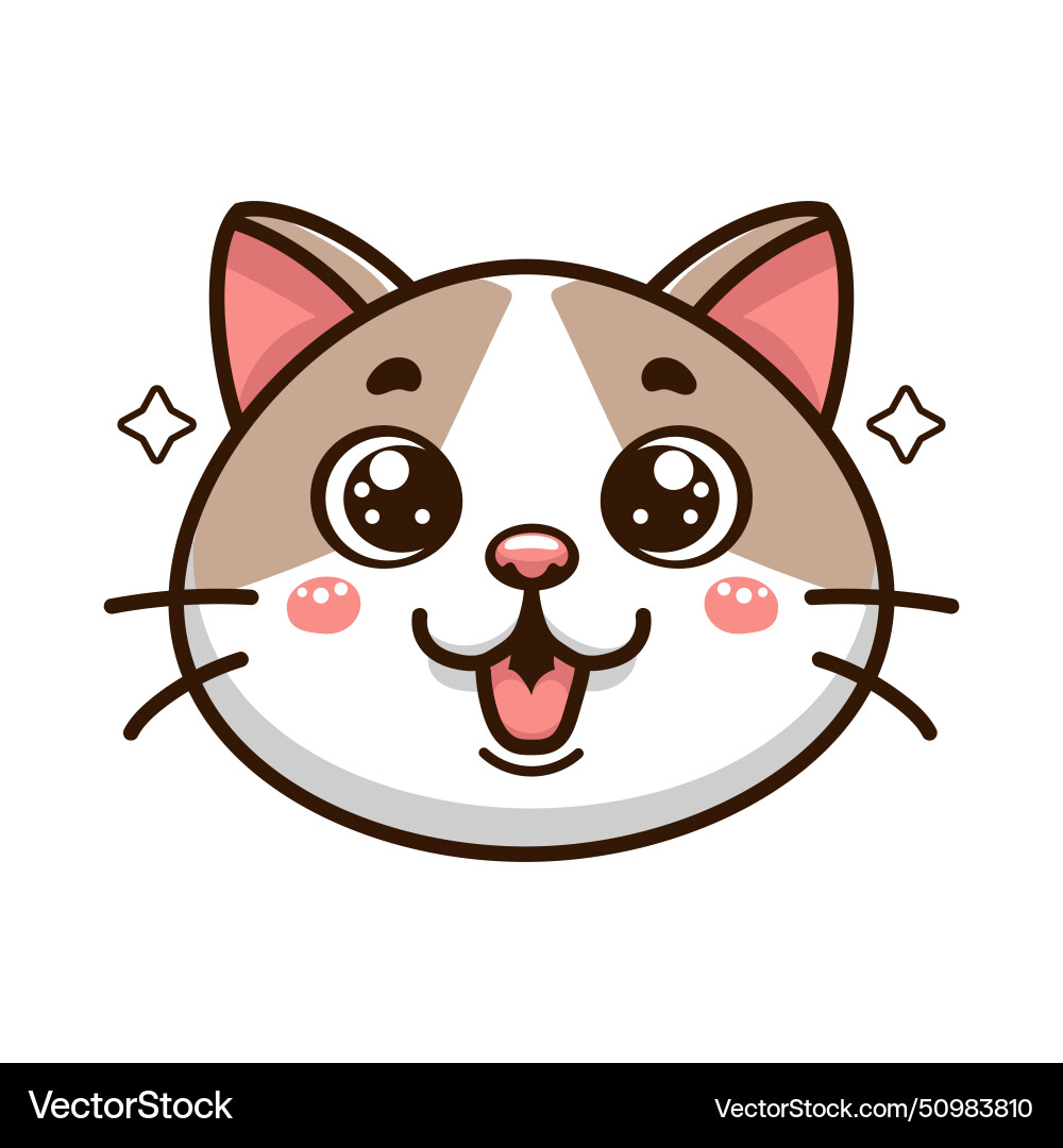 Funny cat face flat design minimal style Vector Image
