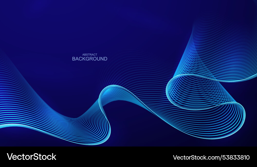 Glowing blue wavy lines on dark background Vector Image