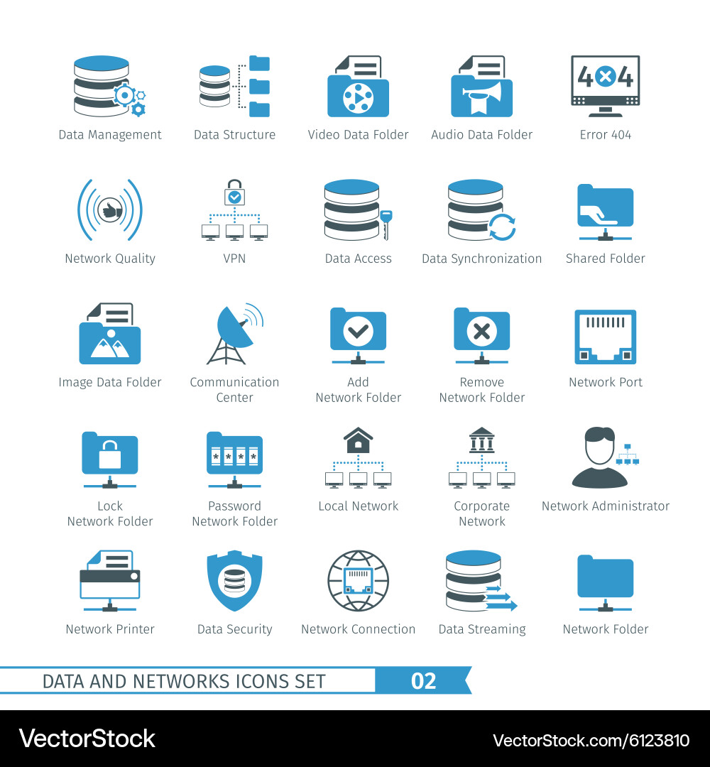 Networks icon set 02 Royalty Free Vector Image