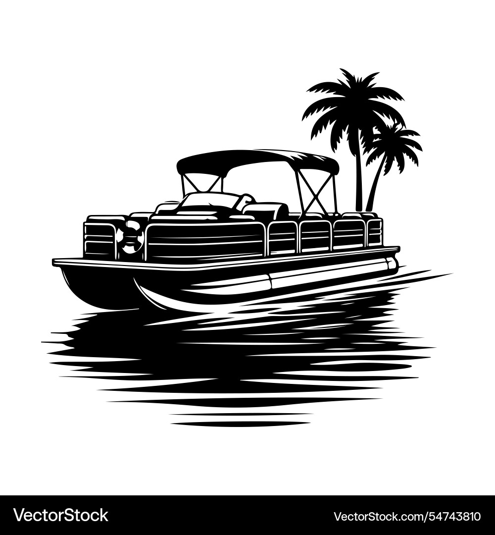 Pontoon boat silhouette high-quality for graphic Vector Image