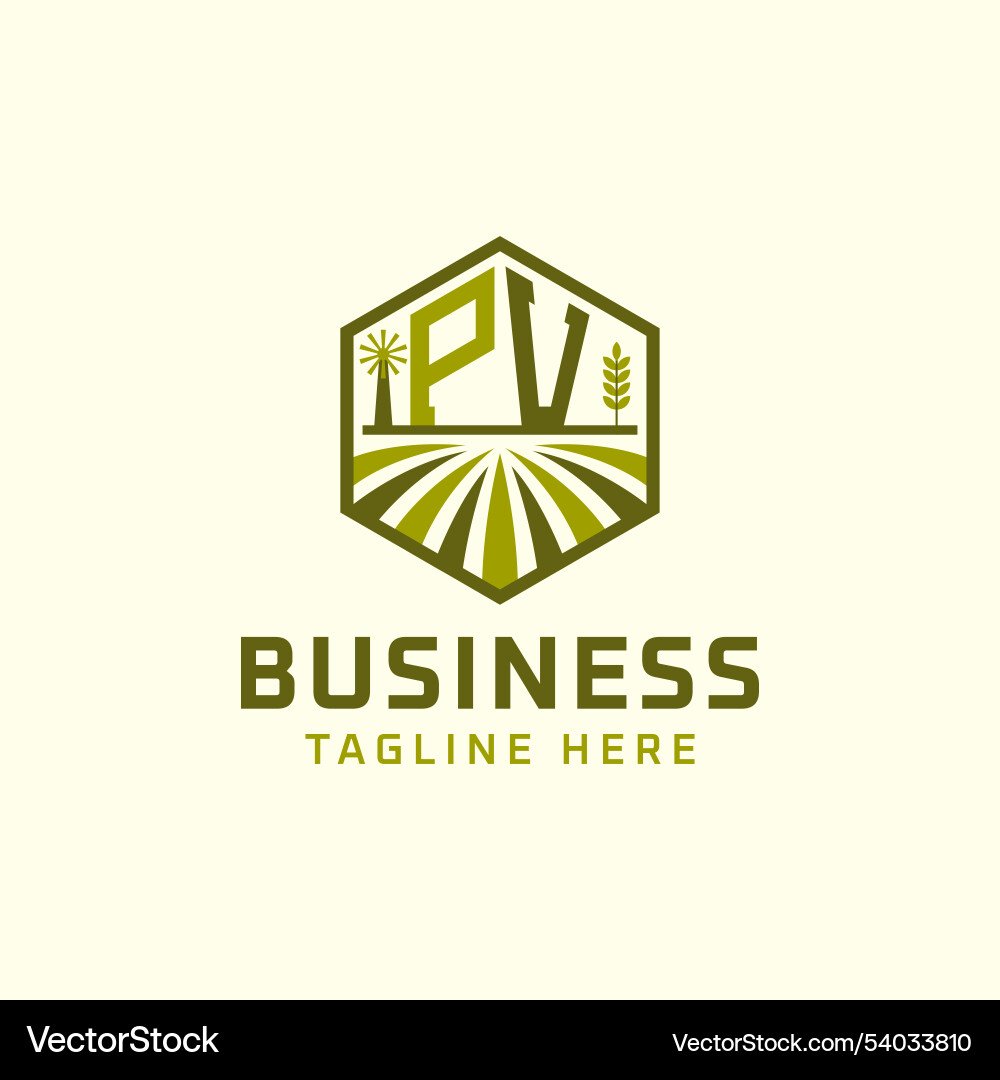 Pv farm logo design modern agro Royalty Free Vector Image