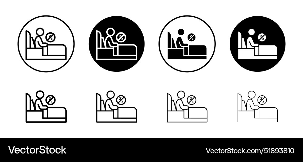 Sleep deprivation icon set collection Royalty Free Vector