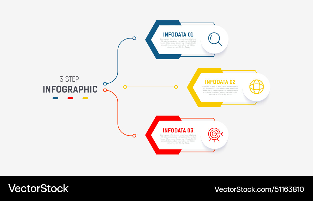 Three step infographic label design template Vector Image