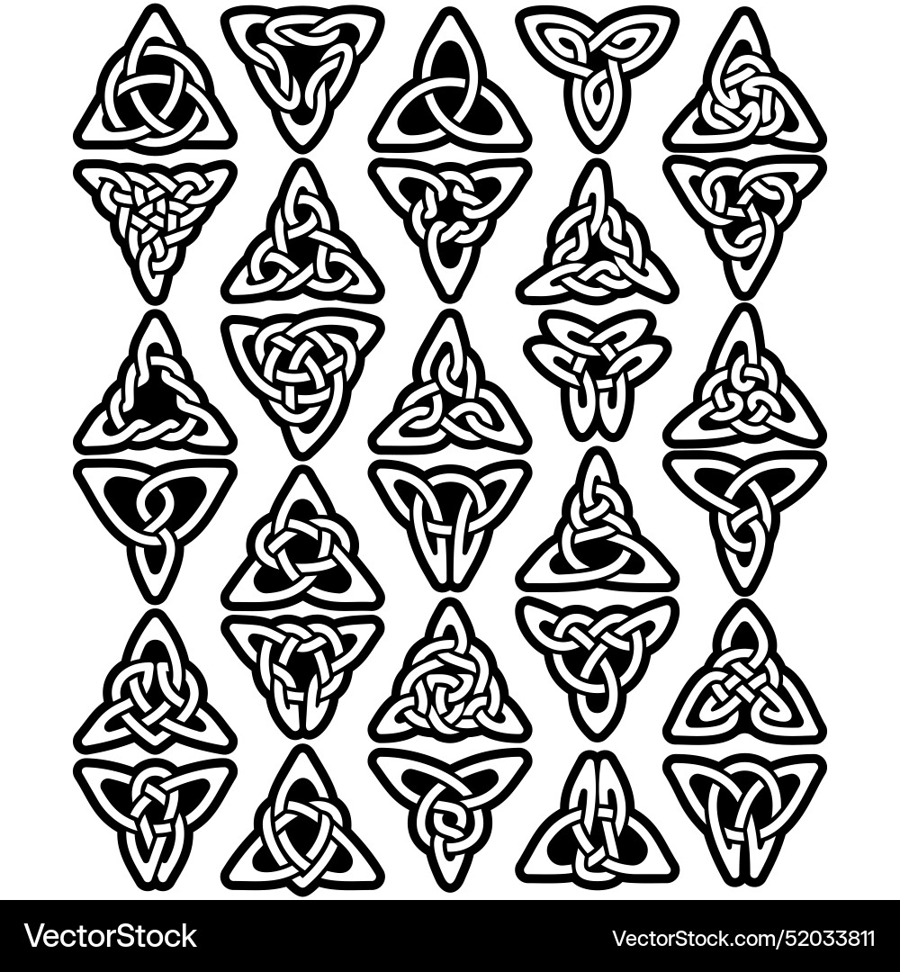 30 intricate outlined celtic designs showcased Vector Image