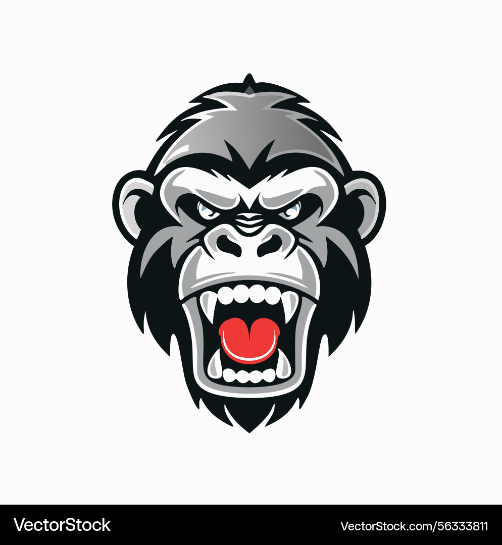 Angry gorilla head logo intense Royalty Free Vector Image