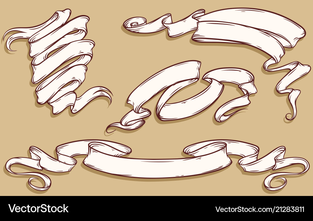Antique style ribbons set Royalty Free Vector Image