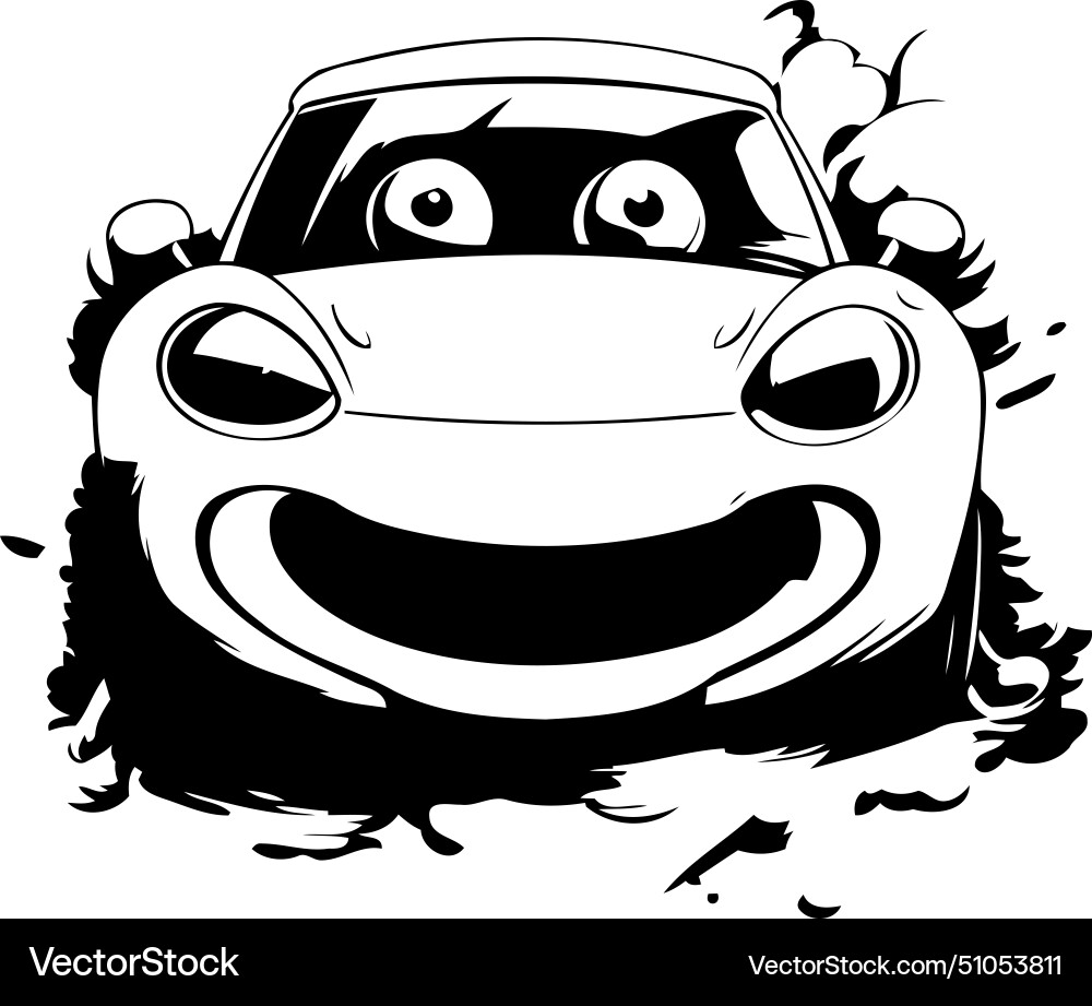 Cute cartoon car with flames on white background Vector Image