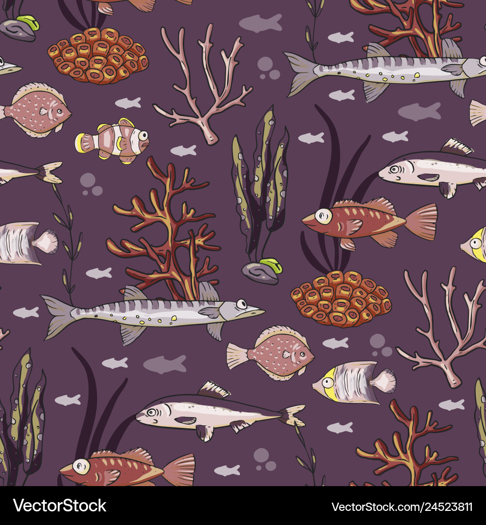Sea seamless pattern Royalty Free Vector Image