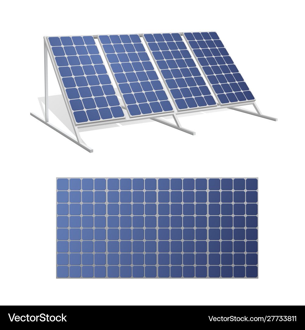 Solar panels realistic 3d set Royalty Free Vector Image