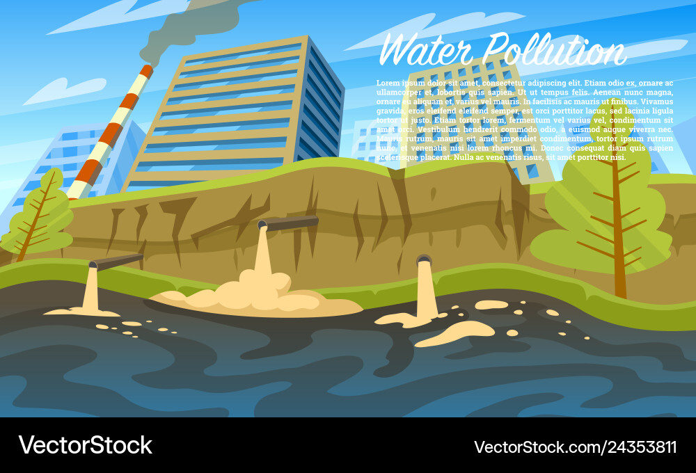 Water pollution environmental problem emissions Vector Image