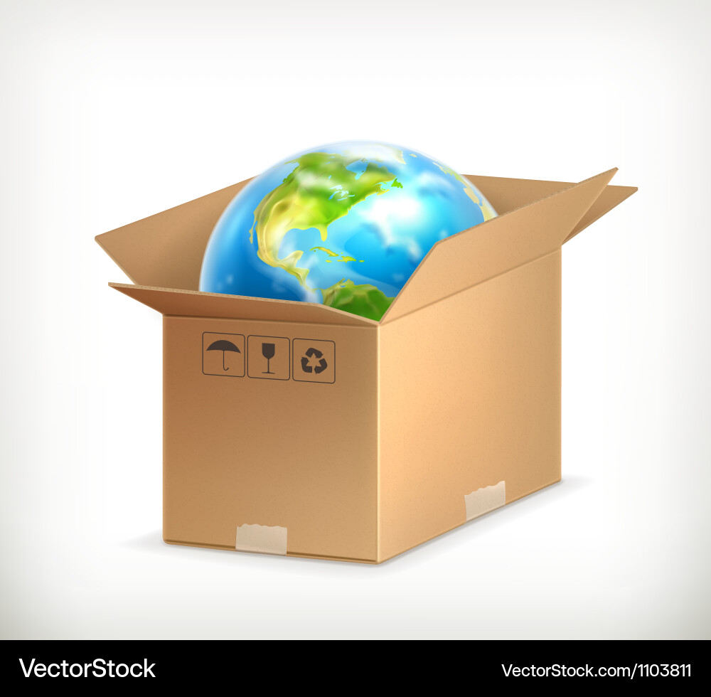 World in box Royalty Free Vector Image - VectorStock