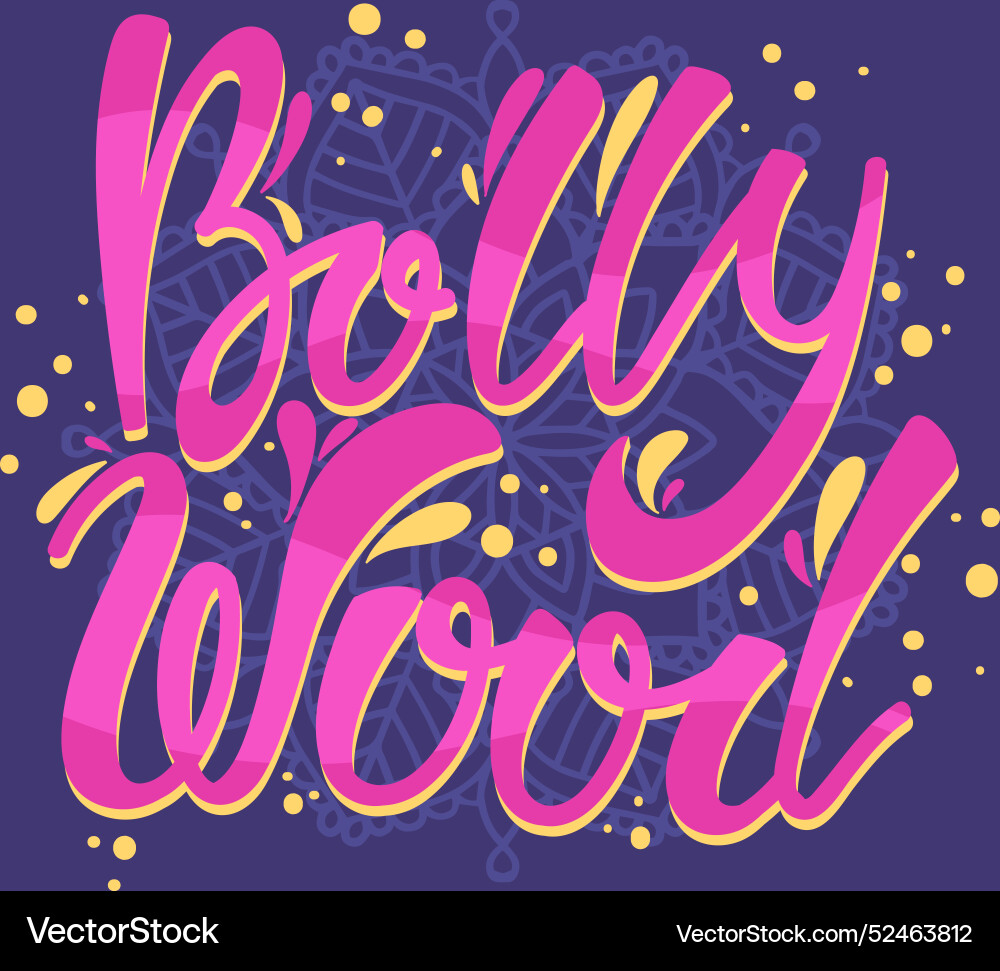 Bollywood lettering with mandala background Vector Image