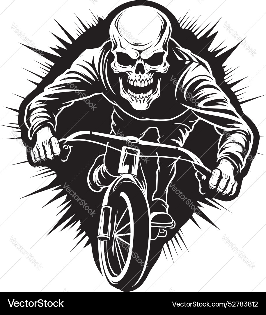 Bonebiker skull riding bicycle icon design grim Vector Image
